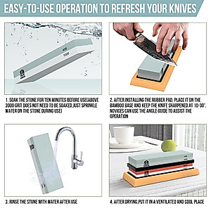 Complete Knife Sharpening Stone Kit - Goodjob Premium Japanese Whetstone Knife Sharpener Tool - Dual Grit 400/1000 3000/8000 Wet stone with Cut Resistant Gloves, Chisel Honing Guide, Bamboo Base