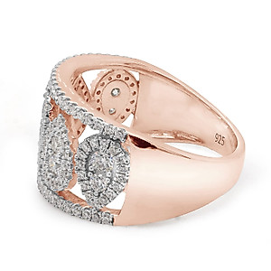 SAVEARTH DIAMONDS 1 Carat (Cttw) Round Cut Lab Created Moissanite Diamond Double Row Teardrop Wedding Band Ring Jewelry For Women In 14k Rose Gold Over Sterling Silver 1 1/2 Cttw-8