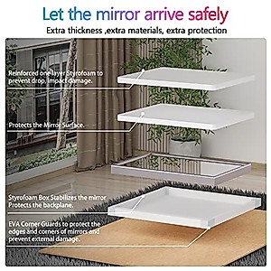 Vosuja 48 x 30 Inch Bathroom Mirrors for Vanity, Rose Gold Wall Mirror, Modern Wall Mounted Mirror for Bathroom, Rectangluar Right Angle Metal Framed Mirror (Horizontal/Vertical)