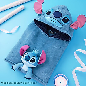 Disney Stitch Fleece Hoodie Blanket with Plush Toy for Teenagers Eeyore Angel Minnie Mouse Kids Oversized Hoodie (Blue Stitch)