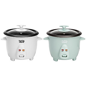 Tasty Mini Rice Cooker with Removable Nonstick Bowl and Auto Keep Warm Function, Great For Soups, Stews, Grains and Oats, 6 Cups Cooked (3 Cups Uncooked), 1.5-Quart, White