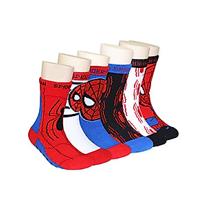 Marvel Super Hero Adventures Spider-Man Baby Toddler Boys 6 pack Socks with Grippers (5-7 yrs, Red/Blue)