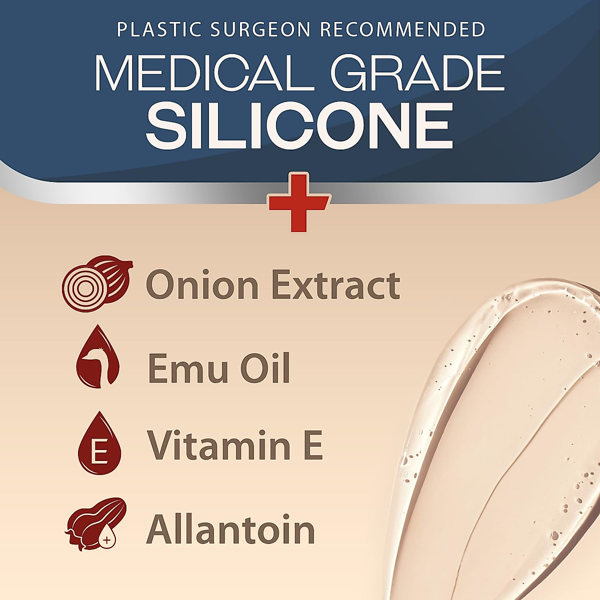 Ebanel Advanced Silicone Scar Gel with Allantoin, Emu Oil, Vitamin E and Onion Extract, Medical-Grade Cream for Old & New Scars from Surgeries, C-Section, Injuries, Burns, Keloids & More