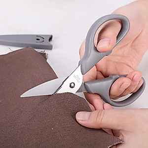YOUGUOM 6in Multipurpose Scissors, Stainless Steel Sharp Basic Shears for Office Home Household Kitchen School Craft Supplies w/Protective Cover, Comfort Grip Grey