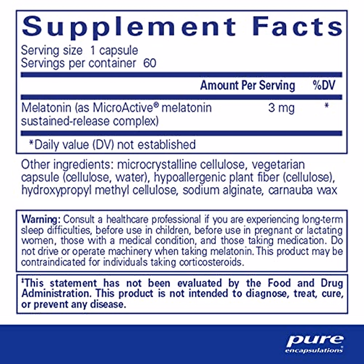 Pure Encapsulations Melatonin-SR | Sustained Release Supplement to Support Restful Sleep and The Body's Natural Sleep/Wake Cycle* | 60 Capsules