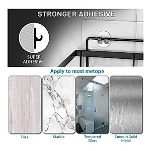 Pasotim Shower Shelf Organizer Rack(2Pack), Bathroom Accessories Basket Shelves with Hooks, Wall Mount Shower Storage