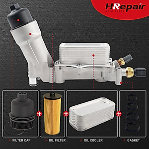HRepair 926-959 926-876 Engine Oil Cooler 3.6 Oil Filter Housing Assembly, Oil Cooler Housing For Jeep Wrangler Cherokee Dodge Charger Journey Challenger Chrysler 200 300 Town & Country