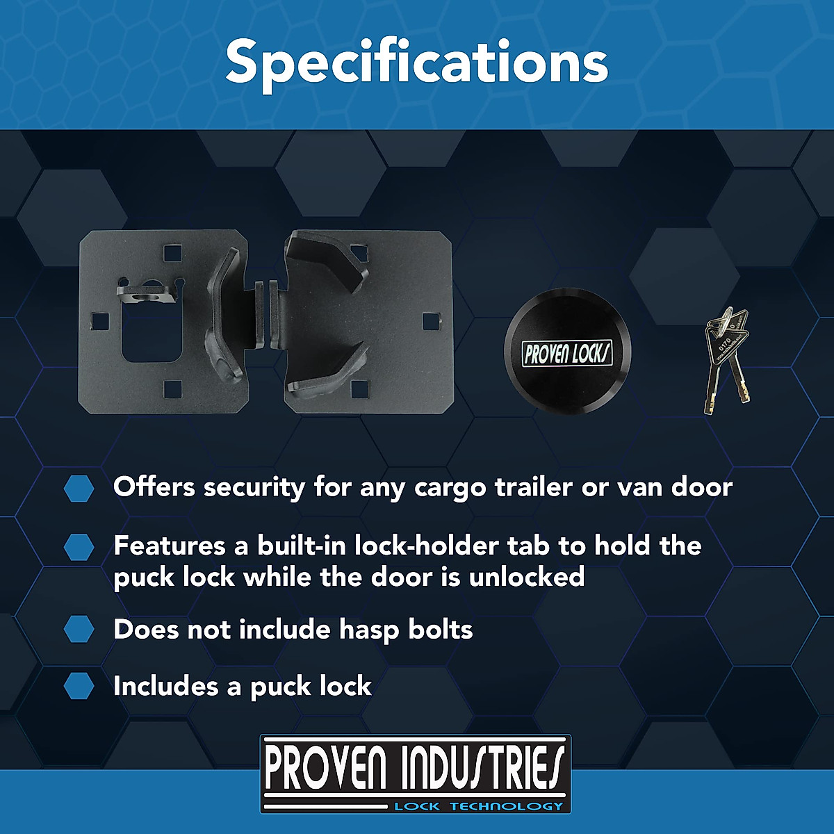 Proven Industries Puck Lock and Hasp Kit, Storage-Door Lock, Made in The USA, (Black)