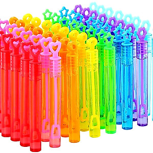 96 Pack Bubble Wands,8 Designs Mini Bubble Wands Bulk for Summer Toys,Outdoor Activity,Themed Birthday,Valentine's Day, Celebration,Bubble Party Favors for Kids Toddlers