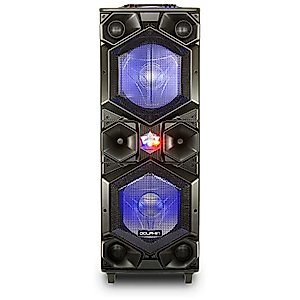 Dolphin SP-155BT Party Station 7000 Watt Standing All Purpose Portable Speaker with Dual 15 Inch Woofers and Sound Activated Blue LED Lights