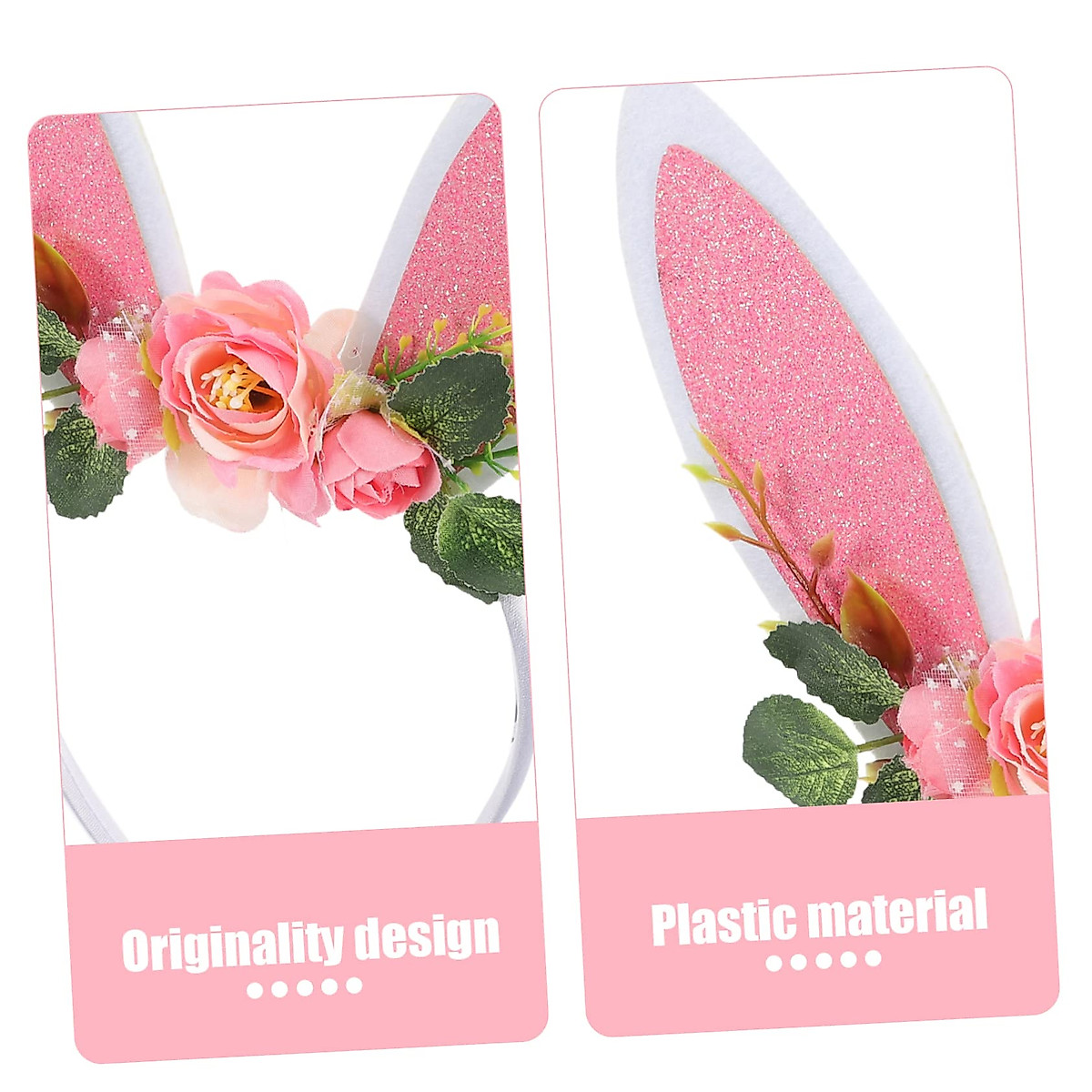 MUSISALY Easter Headband Rabbit Ears Hair Hoop Bunny Ears and Tail Rabbit Ear Hair Band Party Ears Headband Spring Bunny Hairband Flower Garland Hairband Cartoon Artificial Flower Plastic