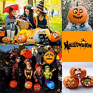 Halloween pumpkin decal, Jake-o lamp surface decal kit for pumpkins and squash, 60 cute emoticon craft decals creative gifts for Halloween therapy party supplies