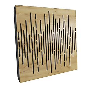 (4 Pack) Sound Absorption-Diffuse Acoustic Panel «Wave» for rec.studio | Wood laminated: (Oak)