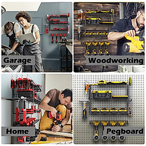 Power Tool Organizer, 4 Layer Drill Holder Wall Mount, Drill Rack for Garage Organization, 4 Slot Separate Design, Power Tool Storage Rack, Heavy Duty Metal Tool Shelf, Best Present for him