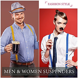 Handepo 6 Pcs Adjustable Y Back Style Suspenders Elastic Suspenders with Metal Clip for Pants Unisex Multicolour Suspenders 1 In Wide (Classic Color)