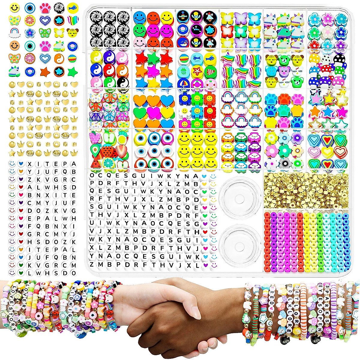 ARTDOT 1642 Pieces Clay Beads for Friendship Bracelets Making Kit, 24 Styles Jewelry Making Supplies Cute Beads Charms with Elastic String and Organizer Gifts for Teens Girls Ages 6 7 8 9 10 11 12
