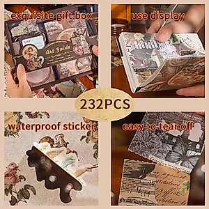 Chuchengio 242Pcs Aesthetic Scrapbook Paper Stickers Supplies Kit,Art Decoupage Paper for Scrapbooking Journaling Supplies，Bullet Journal Kit with Journal Vintage Stickers
