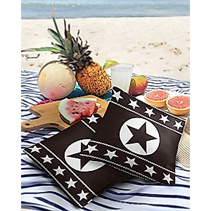 Outdoor Throw Pillow Covers Waterproof Pillow Cases 18x18in Texas Retro Western Stars Decorative Pillow Covers Square Cushion Cases for Couch Sofa Patio Garden,2 Pack Rustic Dark Brown Back