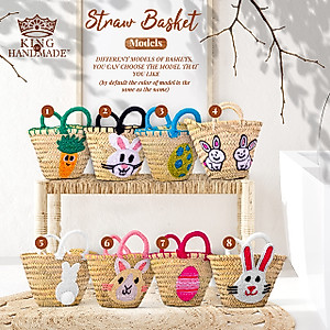Personalized Easter Basket - Handmade Bunny Baskets With Custom Name, Cute Rabbit And Colorful Pompoms For Kids - Perfect For Easter Egg Hunt, Storage Candies, Spring Birthdays And Baby Showers
