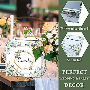 SietDESEO Greenery Card Box 10x10x10 Inch Floral Money Card Box Wedding Gift Card Holder Box Card Box Holder for Wedding Reception Baby Shower Birthday Party Supplies Raffle Box