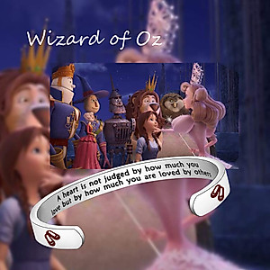 FOTAP Ruby red slippers Gift Wizard of Oz Jewelry A Heart Is Not Judged By How Much You Are Loved Keychain Wizard of Oz Lovers Gift (Red Shoe cuff)