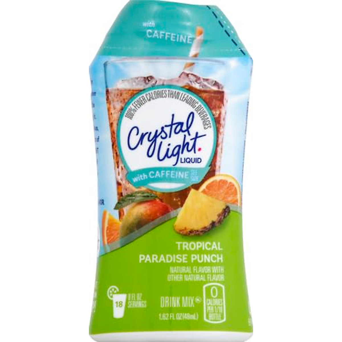 Crystal Light Sugar-Free Zero Calorie Liquid Water Enhancer with Caffeine - Tropical Paradise Punch Water Flavor Drink Mix (1.62 fl oz Bottle)