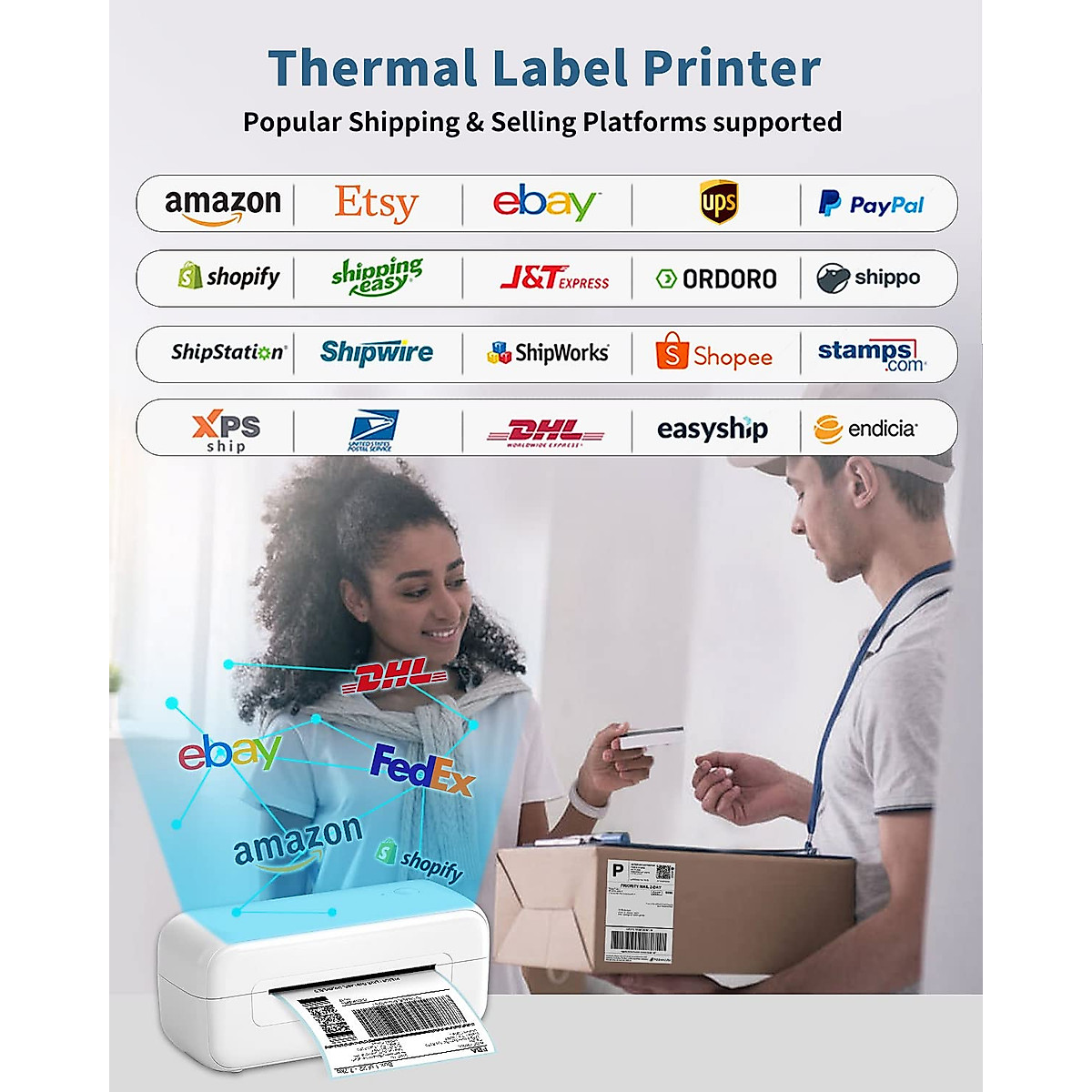 Label Printer with Thermal Pink Round Label - 2"