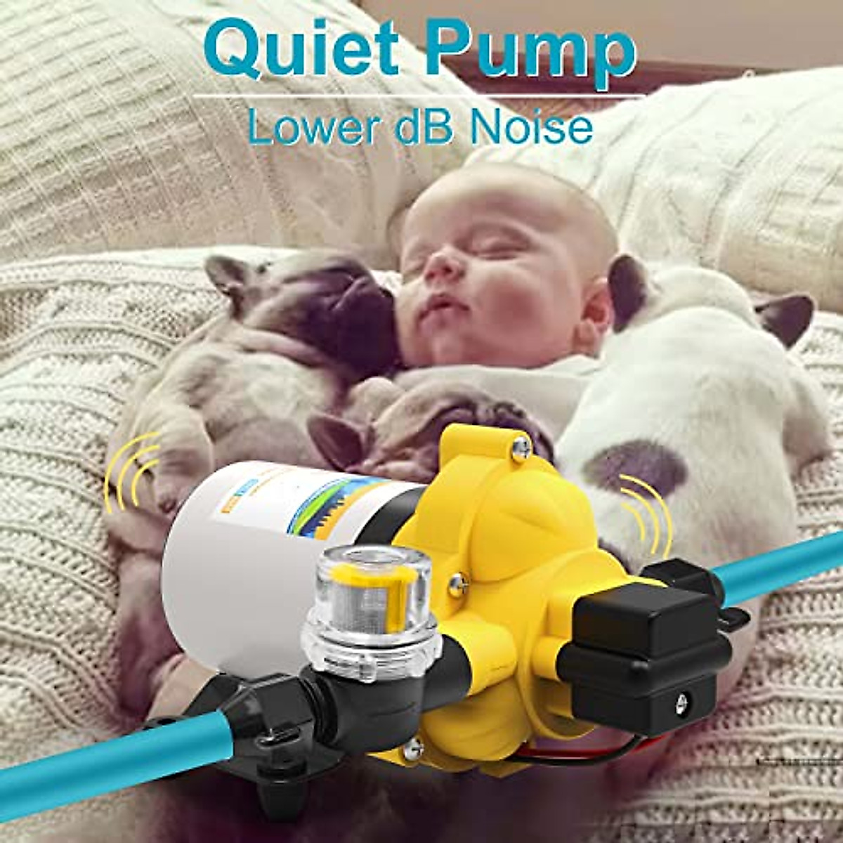 CircleRiver Premium RV Fresh Water Pump 3.5GPM 45PSI 12V DC Self Priming Diaphragm Water Pump for RV Quiet Water Pump with Pressure Switch for Yacht, Marine [Upgrade]