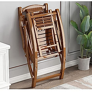 Lounge Chair, Sun Lounger Rocking Chairs for Adults Wood with Extra Thick Padded Adult Easy Chair Bamboo Balcony Lounge Chair Foldable Load-Bearing 200kg