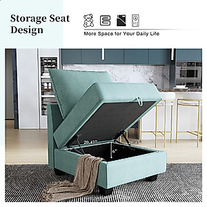 HONBAY Modular Sectional Sofa 2 Seater Couch with Chaise L Shaped Modular Sofa for Small Apartment, Aqua Blue