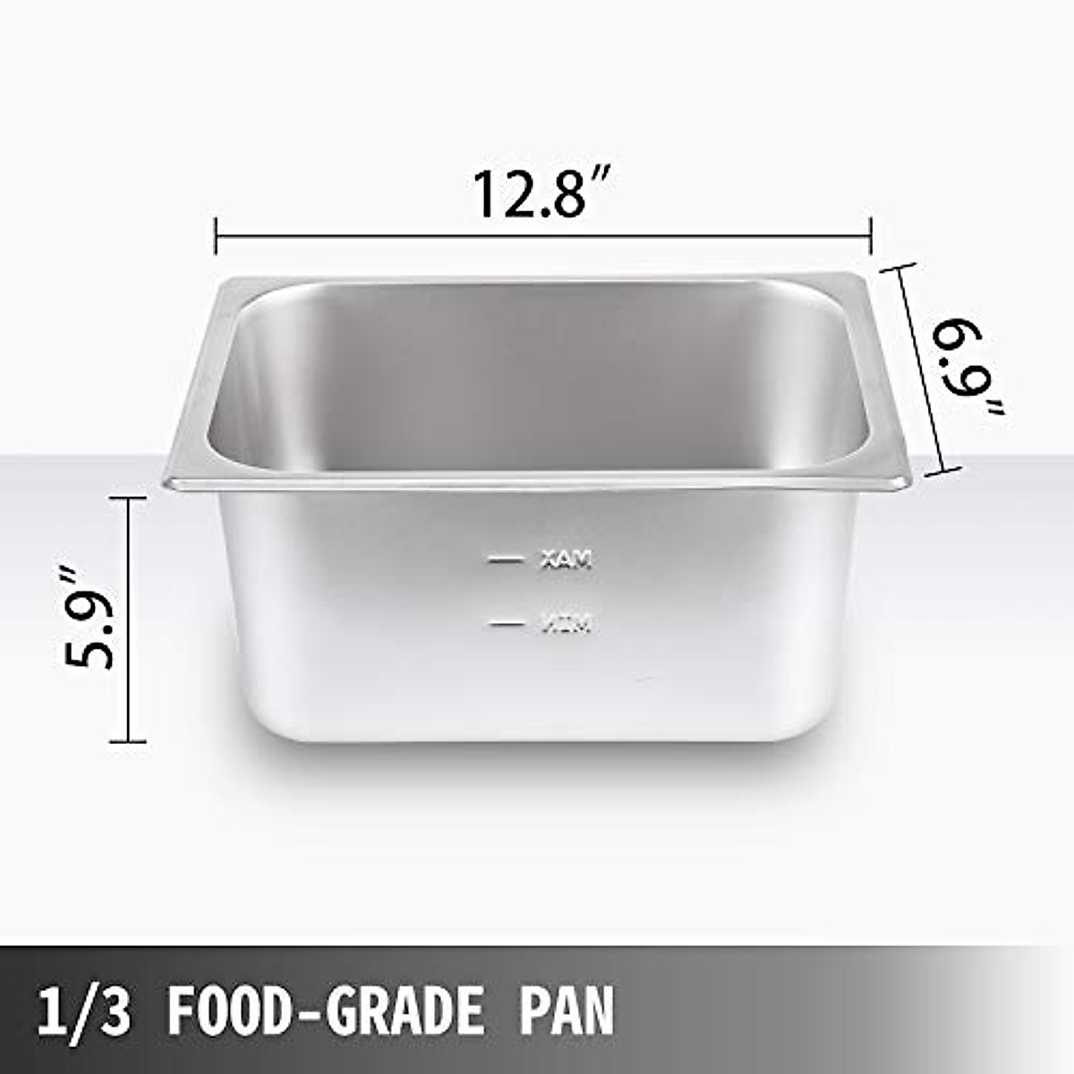 VEVOR 110V Bain Marie Food Warmer 6 Pan x 1/3 GN, Food Grade Stainelss Steel Commercial Food Steam Table 6-Inch Deep, 1500W Electric Countertop Food Warmer 42 Quart with Tempered Glass Shield