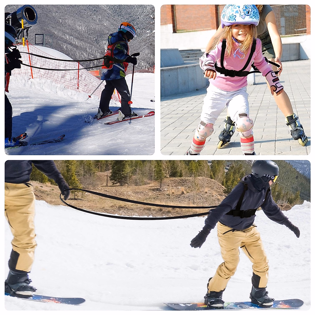 BOXOB Ski and Snowboard Training Harness for Kids, Ski Harness with Removable Leash and Bag, Speed Control Teaching Ski Accessories for Kid Boy Girl Beginners