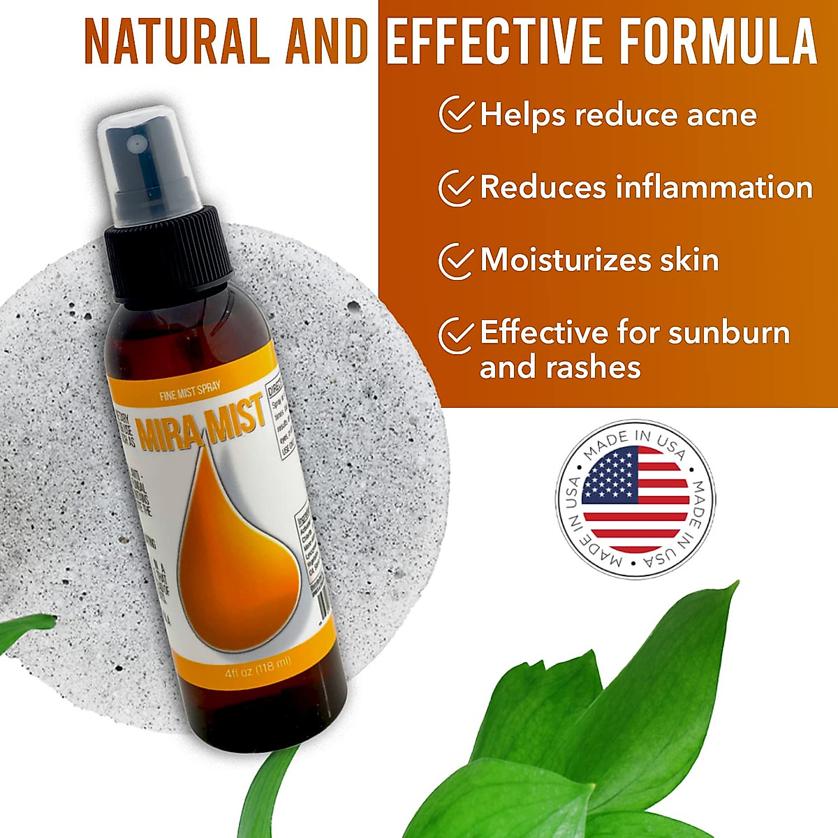 Miramist - Acne Spray for Body & Face - Sunburn Relief for Men Women Teens - Topical Hormonal Acne Solution for Pimples & Blemishes - Includes Aloe Vera, MSM, Silver, Zinc & Copper