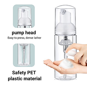 80 Pcs 2 oz Foam Soap Dispensers Mini Cleaning Refillable Soap Bottles with Pump Plastic Foam Pump Bottle Empty Clear Foam Dispenser for Hand Soap Shampoo Sanitizer Liquid