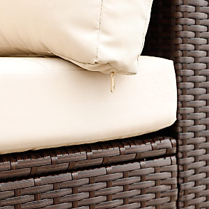 RADIATA Conversation Sets Outdoor Patio Furniture Corner Sofa Set Gray PE Rattan Wicker Conversation Sets (Brown)