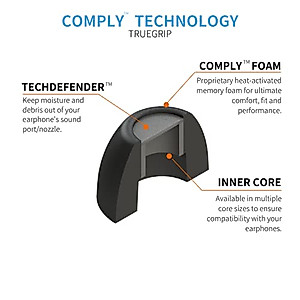 COMPLY TrueGrip Pro TW-200-A Replacement Earbud Tips Compatible with Anker Soundcore Liberty Air 1, 2, Life P2, Earfun Air Pro, Skullcandy Indy Sesh Sesh Evo Earphones, and More (Large, 3 Pairs),Black