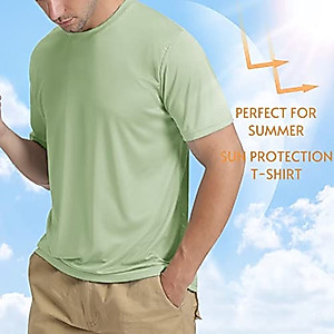 TACVASEN Mens Cycling Shirts Short Sleeve UPF 50+ UV Sun Protection Performance Tops Quick Dry Hiking Shirts Lightweight Workout Shirts for Men Light Green L