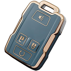 Guibuhuse Protective Key Fob Cover Fits for Chevy 2014-2020 Silverado 1500 2500 3500 Chevrolet Colorado 2015-2021 GMC 2014-2020 Sierra 1500 2500 3500 GMC 2015-2021 Canyon (White)