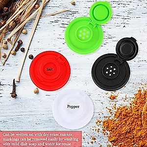4 Pcs Salt and Pepper Shakers Set Mini Plastic Pepper Shaker with Lid Damp Proof Popcorn Containers Clear Spice Jars Salt Shaker for Travel Camping Picnic Lunch Dining Kitchen (Colorful, Small)