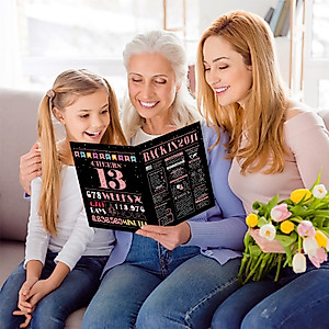 BGTCARDS 13th Birthday Card, 13th Birthday Decorations for Girls, 13th Birthday Gifts for Daughter, Jumbo Birthday Cards for 13 Year Old Granddaughter, Funny Back in 2011 Birthday Card, Rose Gold