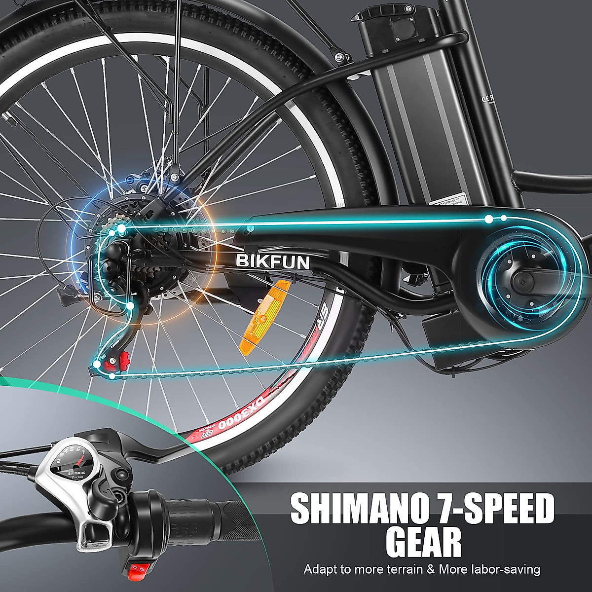 ANCHEER 26 inch 350W Electric Bike for Adult, 15Ah 540Wh Battery Power Assisted Bicycle Up to 50 Miles, Commute E-Bike with Low-Step Frame Shimano 7 Speed (White)