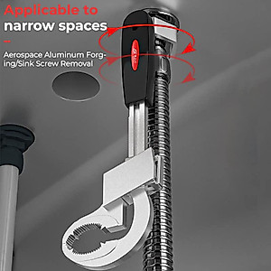 JTZXJJX Stubby Adjustable Wrench with 45MM Wide Jaw Opening for Plumbing Automotive and Industry Tight Spaces Work (Aluminum)