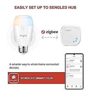 Sengled Smart LED Tunable White A19 Starter Kit, 60W Equivalent, 2 Smart Light Bulbs & Hub, Soft White to Daylight 2700-6500K, Works with Alexa, Google Assistant and Siri
