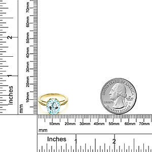 Gem Stone King 14K Yellow Gold 10X8MM Oval Gemstone Birthstone and White Diamond Engagement Ring | Wedding Anniversary Promise Gold Ring For Women | Size 5,6,7,8,9