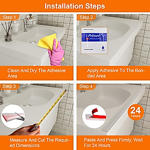 [Nayotaa] Shower Threshold Water-Dam Silicone Strip - Waterproof, Leak-Proof, Easy Installation with Adhesive Backing for Frameless Shower Doors, Bathtubs, Sinks & Countertops