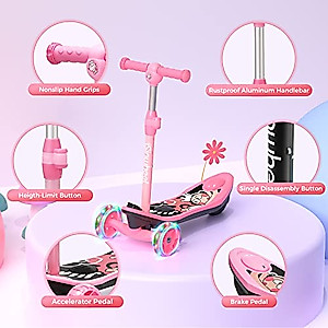 isinwheel Mini Electric Scooter for Kids Ages 3-12, 3-Wheel Electric Scooter for Toddler Boys/Girls, Electric Kick Scooter for Kids with Long Battery Life, Flashing LED Wheels, 3 Adjustable Height