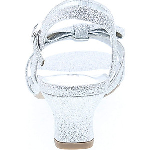 Soda Girly-2 Children's Girl's Open Toe Slingback Block High Heel Sandals (Silver Glt, 2)