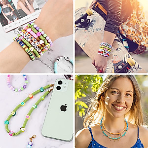 Suziko 7400 Bracelet Making Kit, Clay Beads Flat Round Clay Beads for Jewelry Making Crafts Gift for Girls Ages 3-12 Great Gift (2 Box)