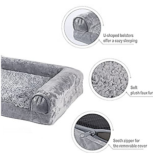 Mesa Lemon Large Dog Bed, Washable Dog Bed with Removable Cover, Orthopedic Dog Bed with Waterproof Lining, Memory Foam Bolster Dog Sofa with Nonskid Bottom, Dog Bed for Large, Extra Large Dogs