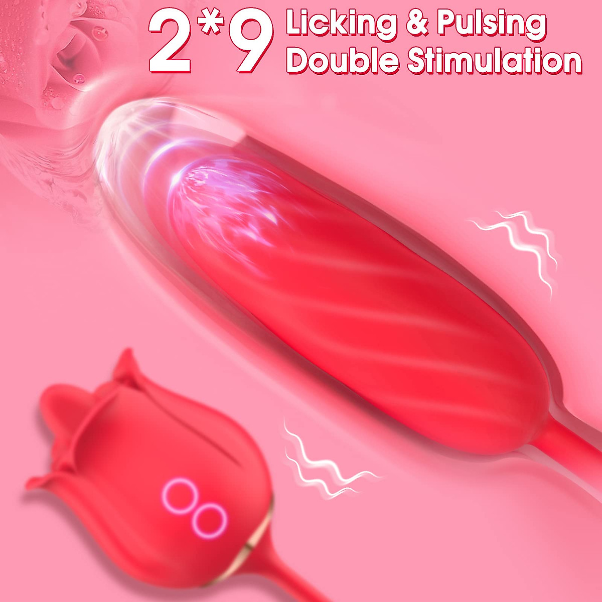 G Spot Vibrator Rose Sex Toys for Women - 3IN1 Thrusting Vibrator 9 Licking Tongue Rose Vibrators, Clitoral Stimulator Dildo Sex Sexual Stimulation Device Adult Sex Toys & Games for Women Couples